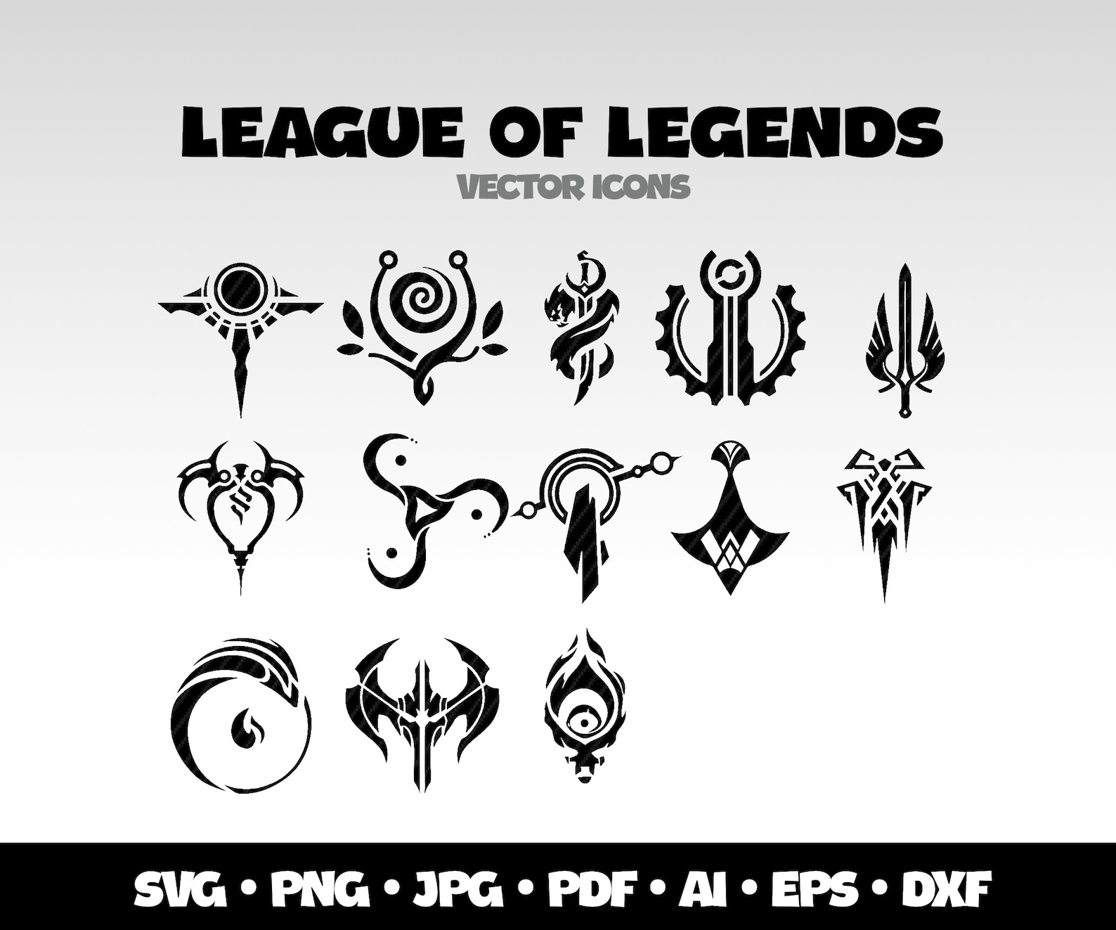 League of Legends Vector Icon Pack Lol Svg League Champions Riot Games ...