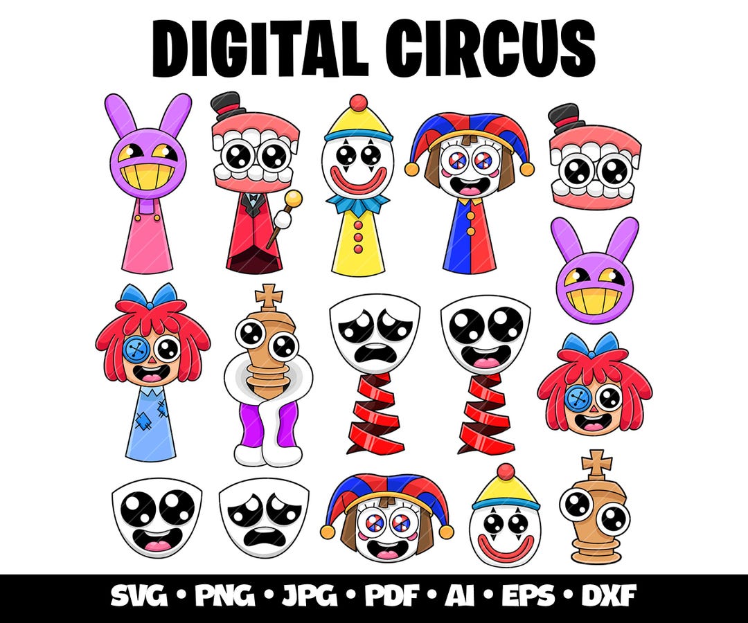 Amazing Digital Circus Sprunki SVG Bundle Digital Circus, Pomni, Jax ...