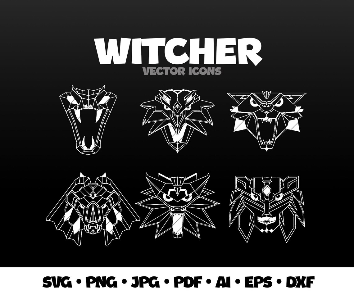 Witcher Svg Bundle Pack Witcher Vector Png White Wolf Svg Witcher Logo ...