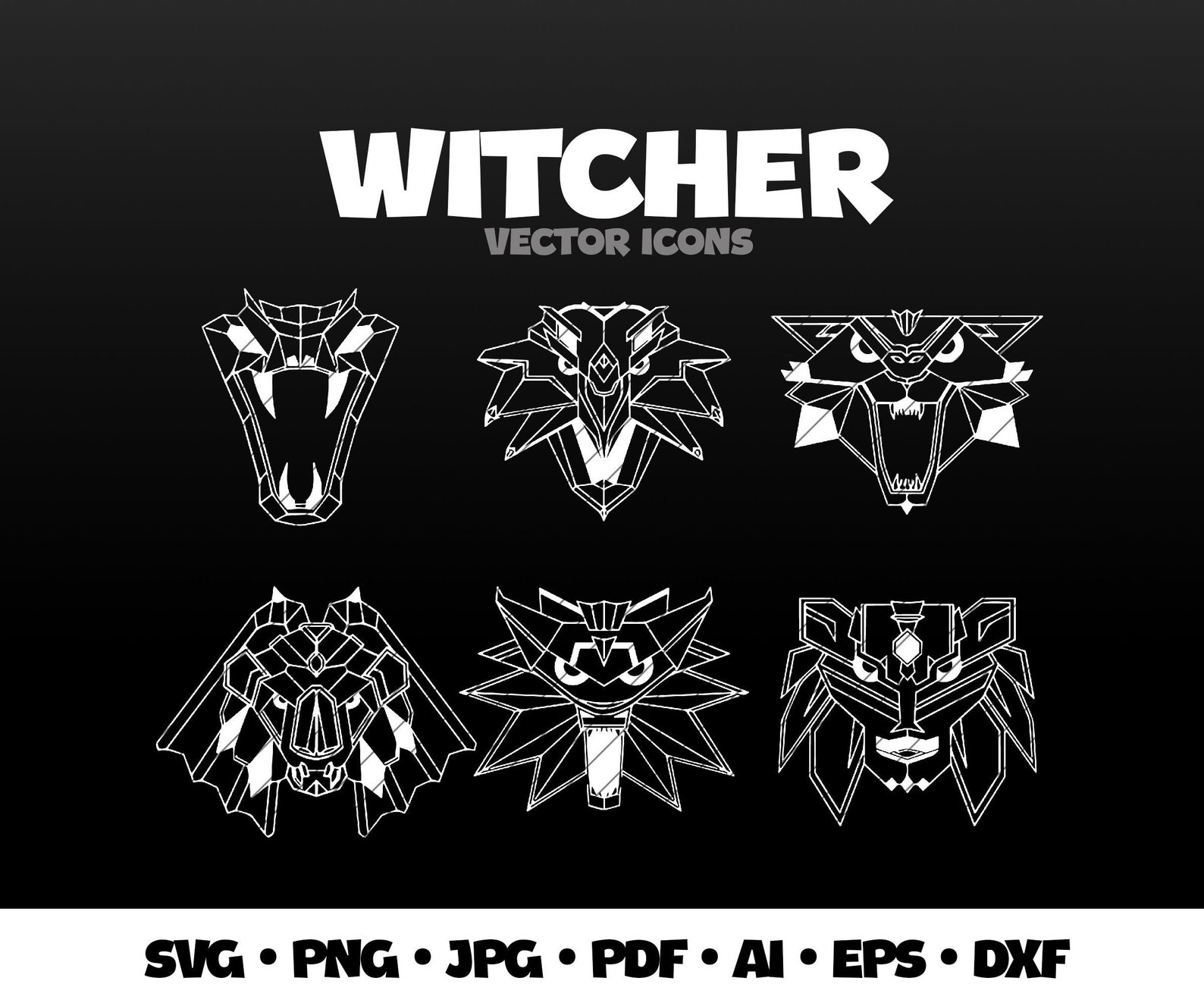 Witcher Svg Bundle Pack Witcher Vector Png White Wolf Svg Witcher Logo Medallion Svg Silhouette ...