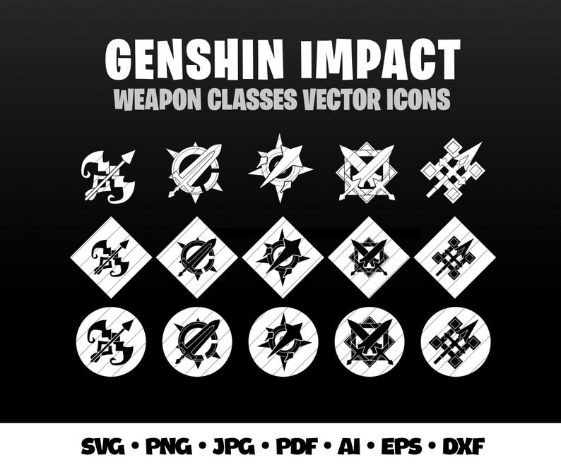 Genshin Impact Weapon Classes Icons SVG Cut File Vector Genshin ...