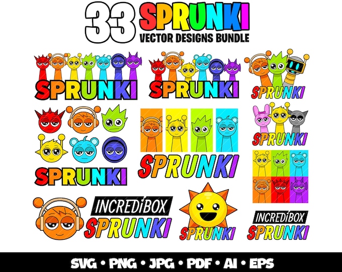 80 Incredibox Sprunki Svg Bundle Sprunki Beats Gaming Clipart Layered ...