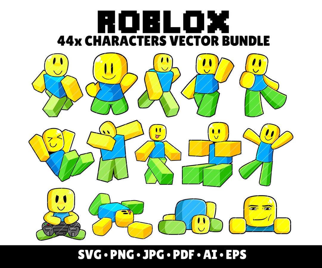 Roblox SVG Bundle Characters Shirt Design Noob Roblox Birthday Gamer ...