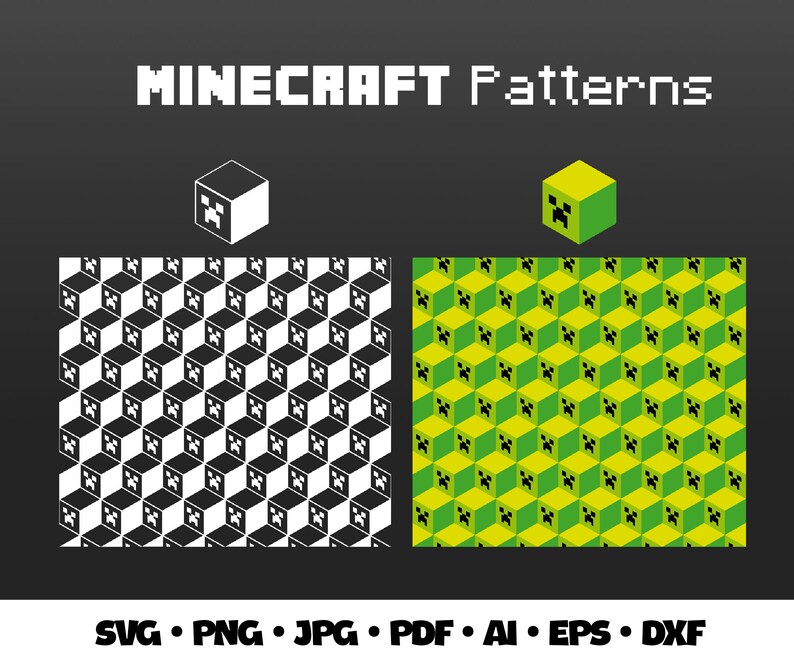 Minecraft Pattern Svg Bundle Gaming Creeper Clipart Digital Minecraft ...