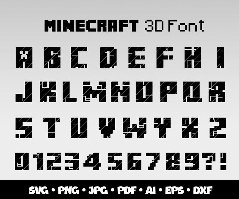 Minecraft Font Svg Bundle Minecraft Alphabet Printable Minecraft Gamer ...