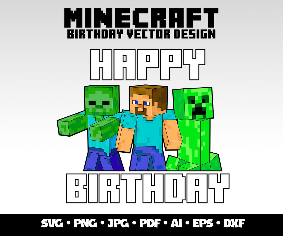 Minecraft Birthday SVG Bundle Minecraft Gift for Gamers Digital ...