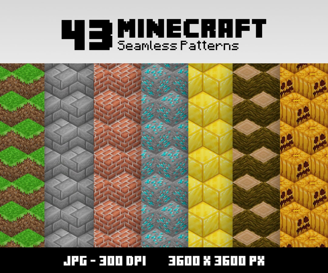 Minecraft Digital Paper Minecraft Seamless Bundle Gaming Clipart ...