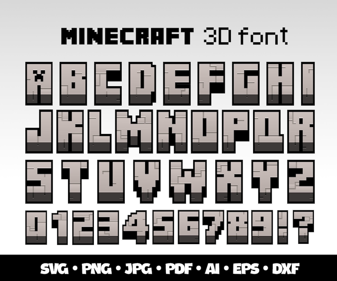 Minecraft Font Svg Bundle Minecraft Alphabet Printable Minecraft Gamer T Personalized