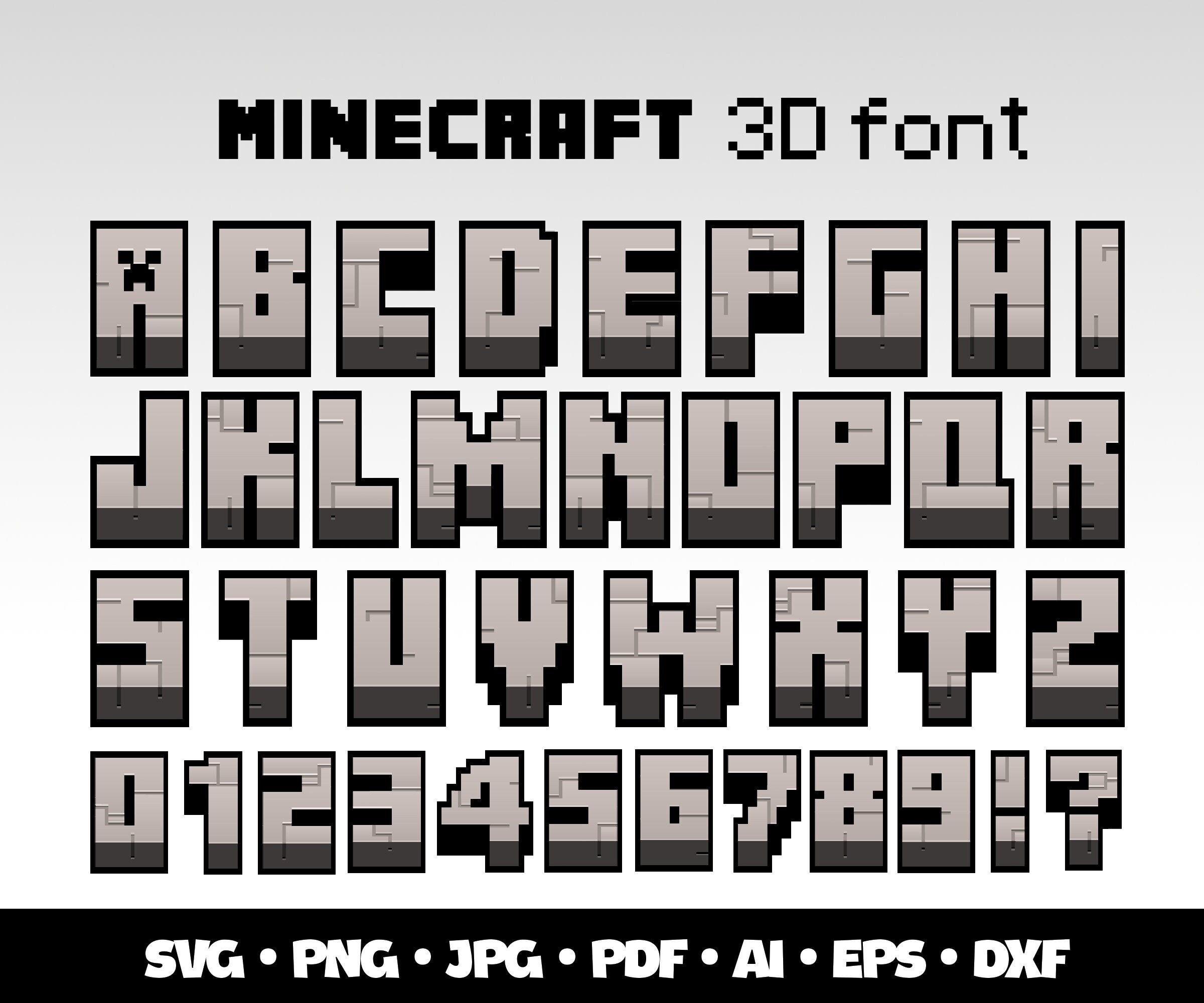 Minecraft Font Svg Bundle Minecraft Alphabet Printable Minecraft Gamer T Personalized