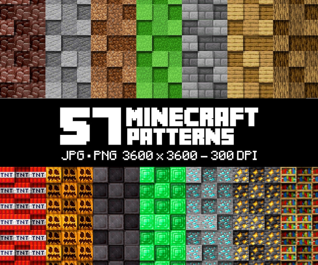 57 Minecraft Seamless Patterns Bundle Minecraft Digital Paper Gaming ...