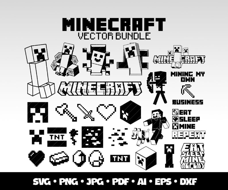 Minecraft Svg Bundle Creeper Gaming Clipart Digital Minecraft Sticker ...