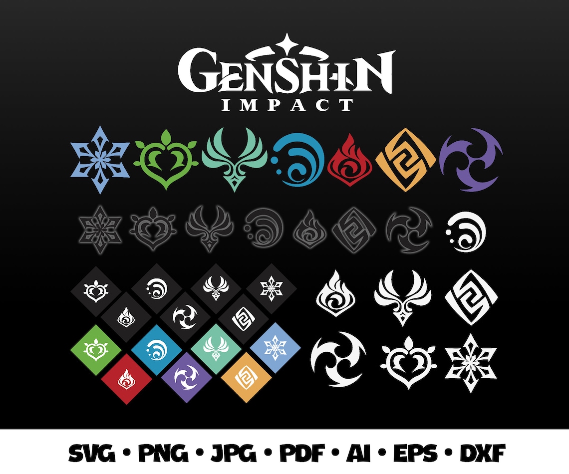 Genshin Impact Element Icons SVG Cut File Vector Genshin Printable ...