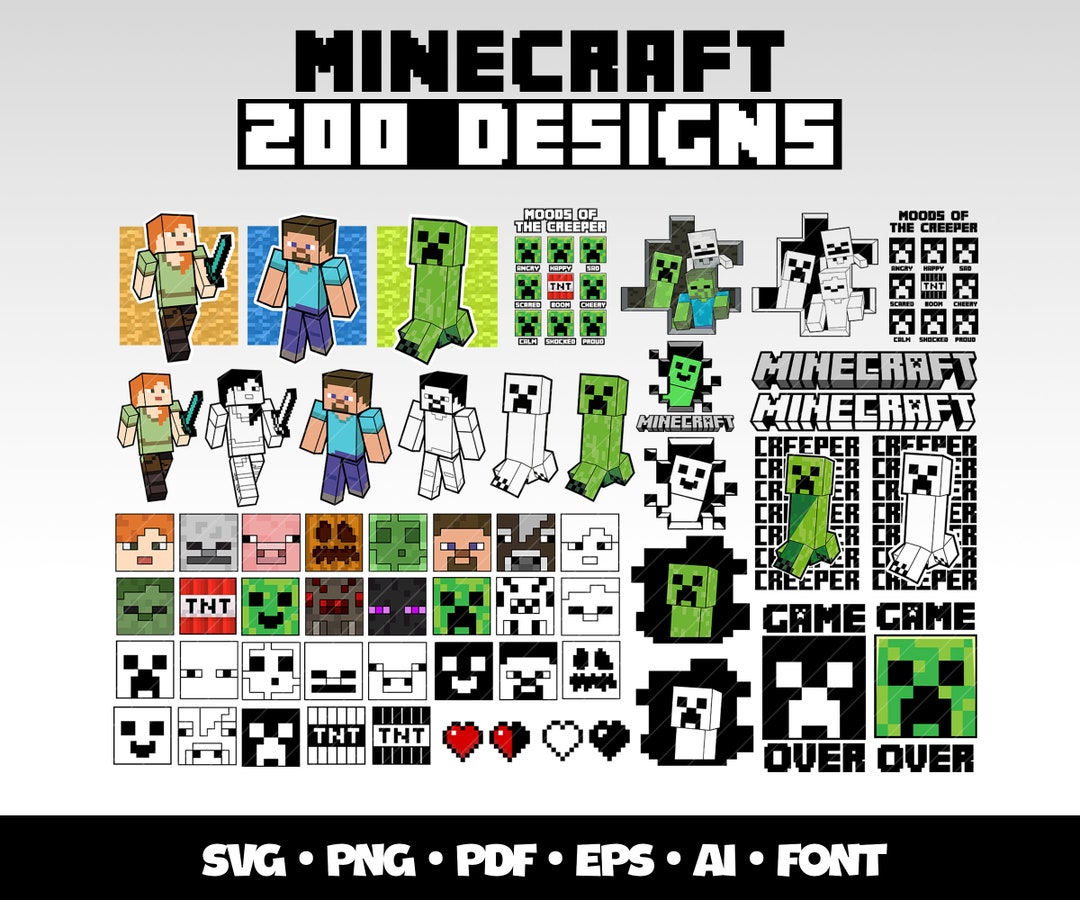Minecraft Svg Bundle Cricut Gaming Clipart Digital Minecraft Sticker ...