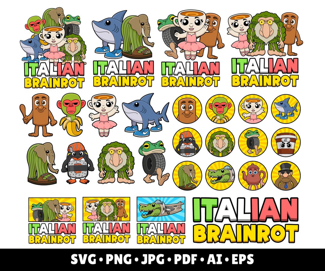 Italian Brainrot Svg Bundle Funny Meme Brainrot Clipart Bundle ...