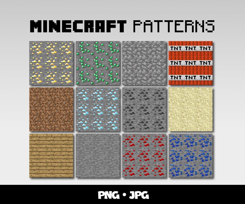 Minecraft Digital Paper Minecraft Seamless Bundle Gaming Clipart ...