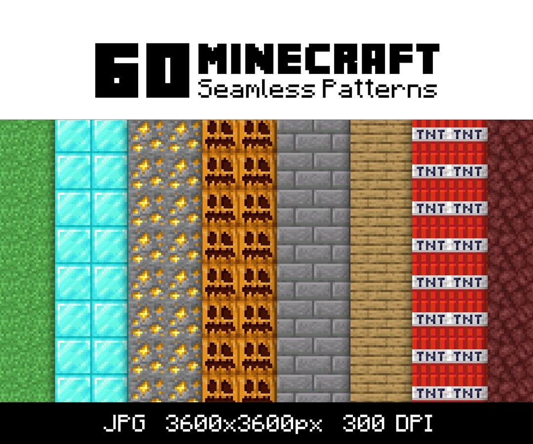 Minecraft Digital Paper Minecraft Seamless Bundle Gaming Clipart ...