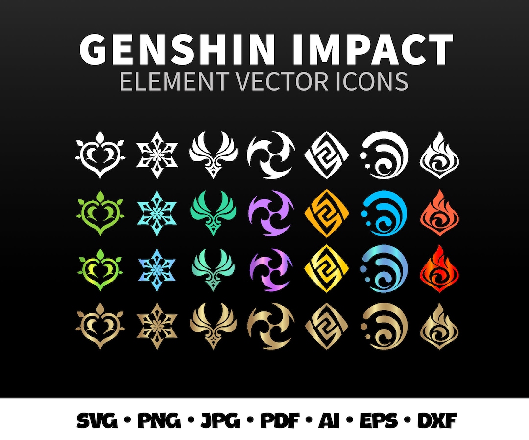 Genshin Impact Element Icons SVG Bundle Cut File Vector Genshin ...