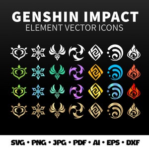 Genshin Impact Element Icons SVG Bundle Cut File Vector Genshin ...