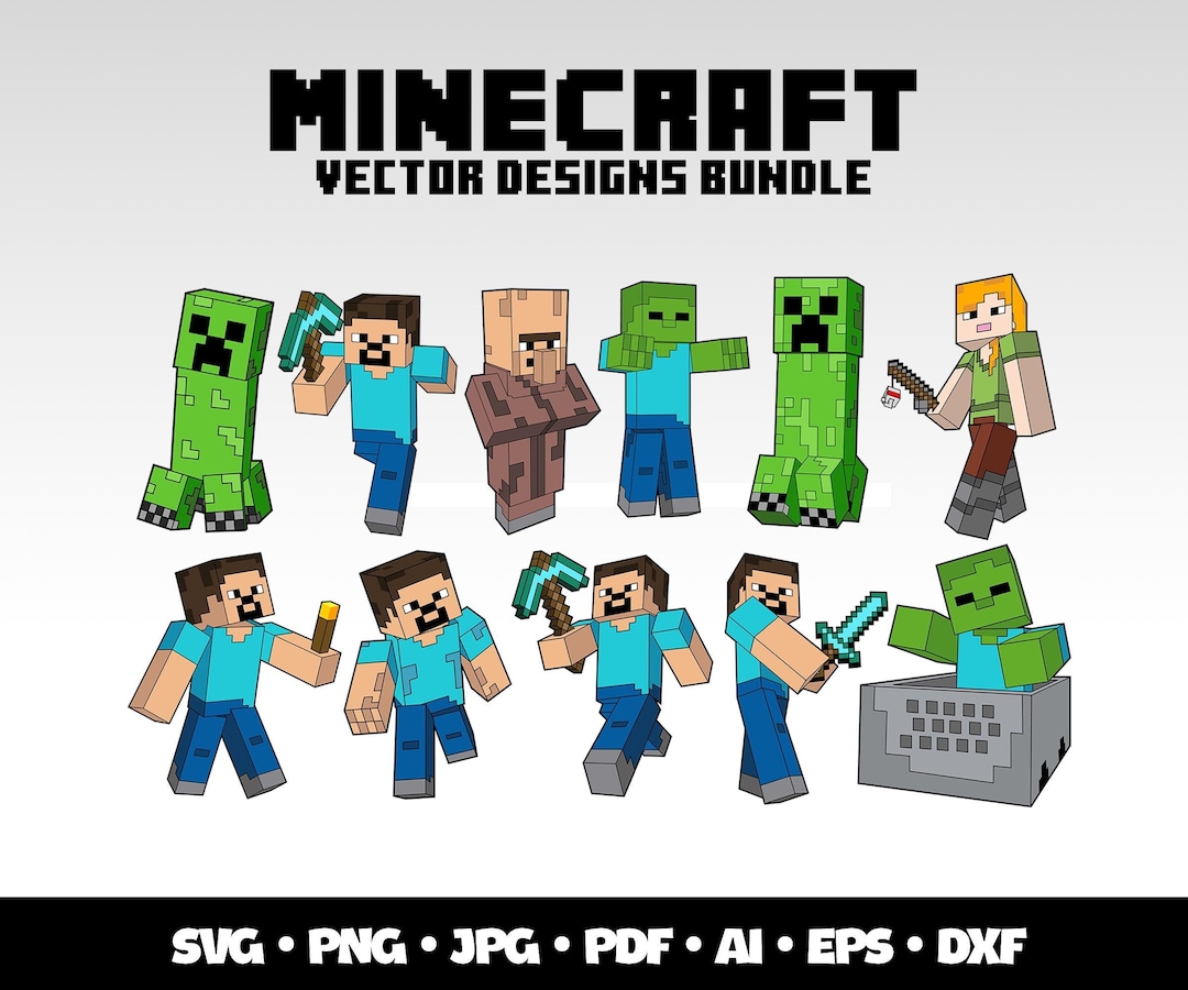 Minecraft Svg Bundle Minecraft Steve Creeper Vector Digital Minecraft ...