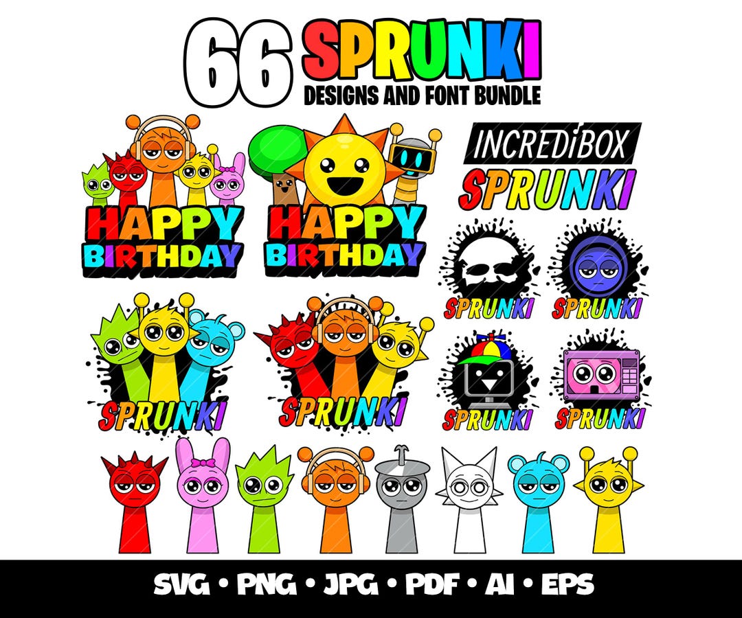66 Incredibox Sprunki SVG バンドル Sprunki Beats ゲーム クリップアート レイヤード SVG ゲーマー ...