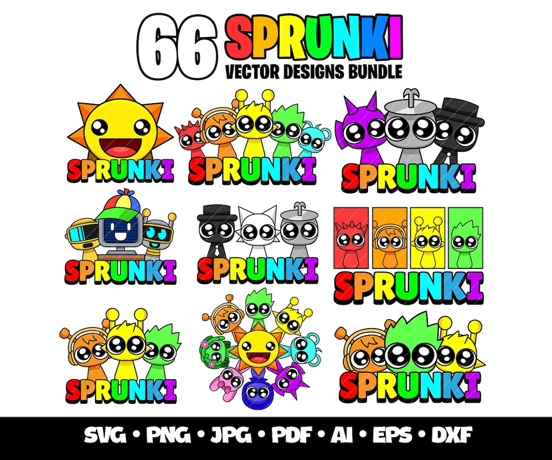 66 Sprunki Svg Bundle Sprunki Beats Gaming Clipart Layered SVG Gamer ...