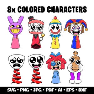 Amazing Digital Circus Sprunki SVG Bundle Digital Circus, Pomni, Jax ...