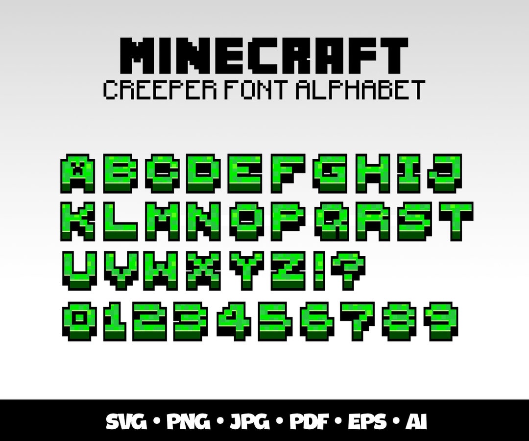 Minecraft Font Svg Bundle Creeper Minecraft Alphabet Printable ...