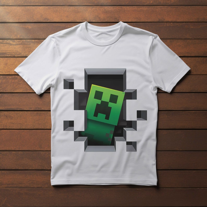 Minecraft Creeper in Cave Birthday Gamer Gift Shirt Design Gaming ...