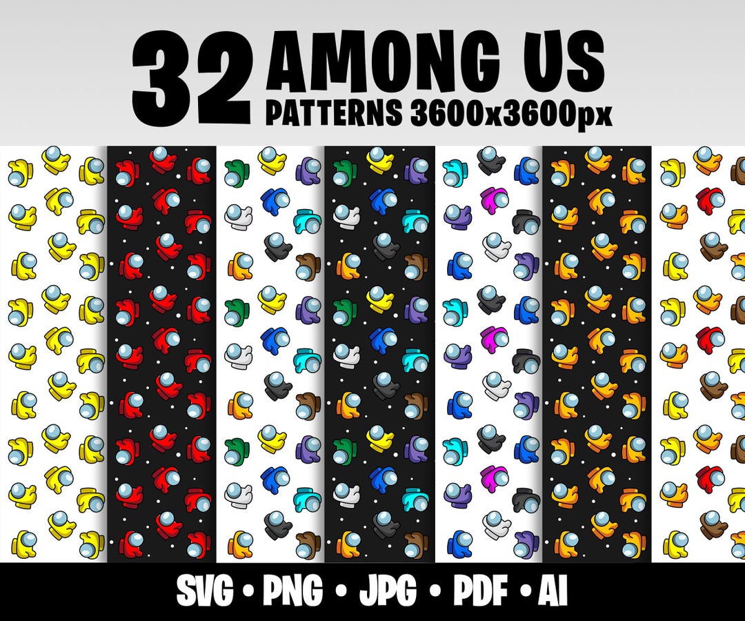 32 Among Us Pattern SVG Bundle Among Us Gaming Printable Digital Papter ...