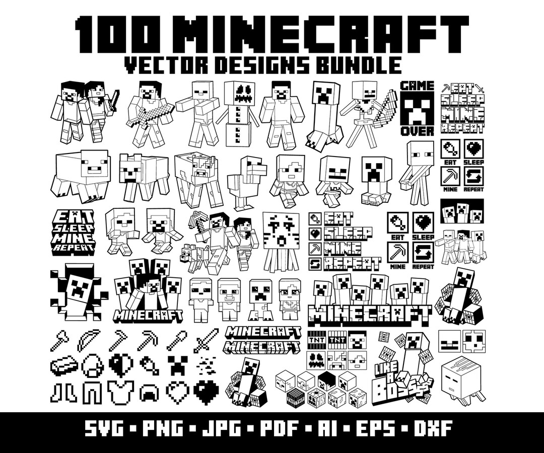 100 Minecraft Svg Bundle Characters Minecraft Birthday Svg Gaming ...