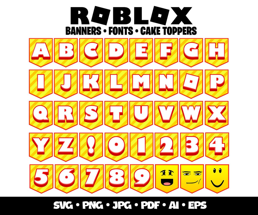 Roblox Birthday Banner Party Font Svg Bundle Roblox Gamer Birthday ...