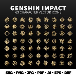 Genshin Impact Character Icons SVG Bundle Cut File Vector Genshin ...