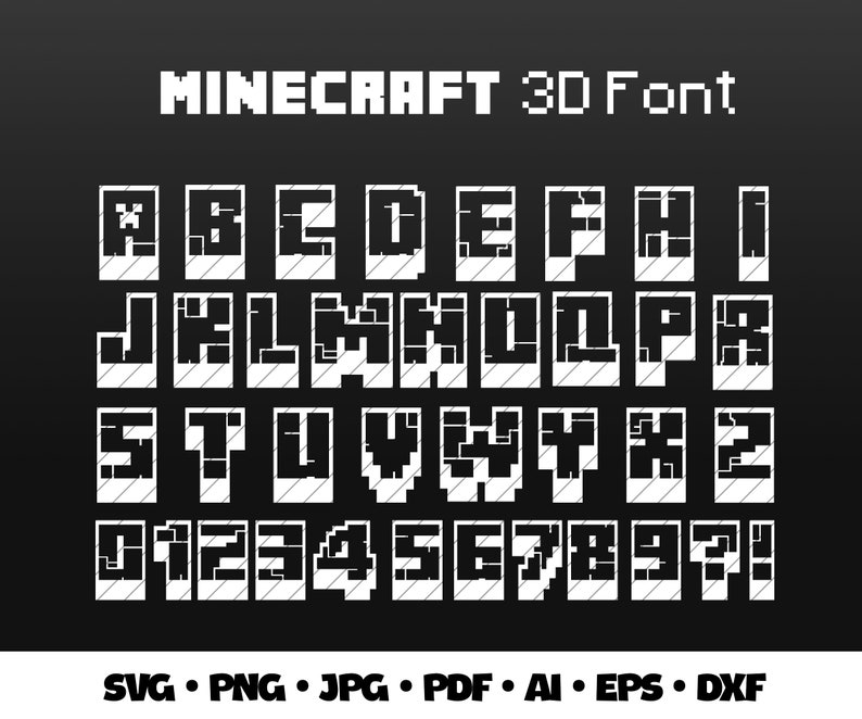 Minecraft Font Svg Bundle Minecraft Alphabet Printable Minecraft Gamer ...