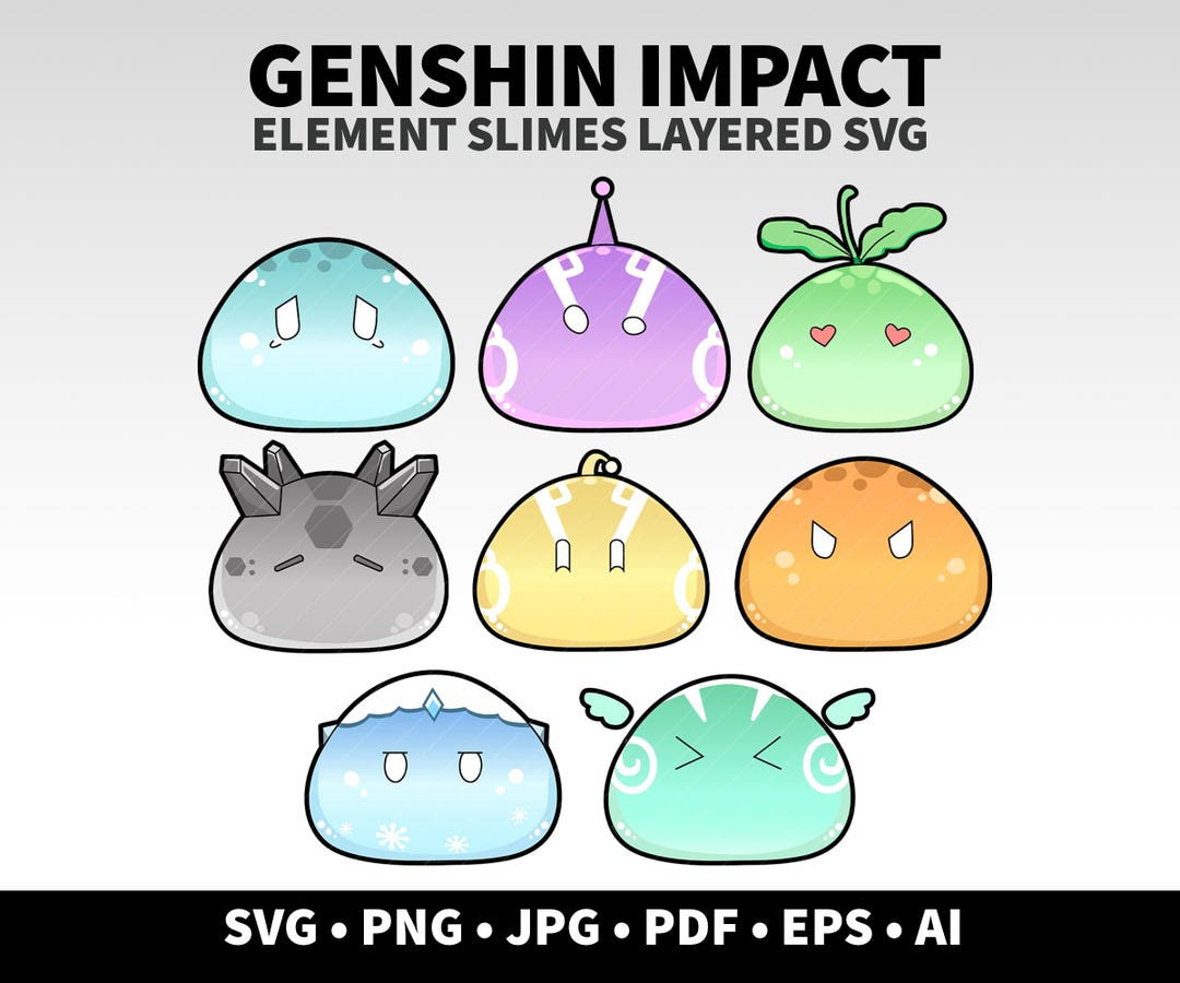 Slime Genshin Impact Bundle Element Layered SVG Genshin Printable Anime ...