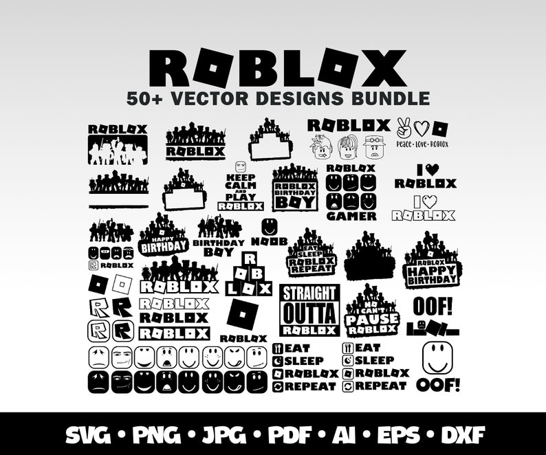 50 Roblox SVG Bundle Roblox Birhday Gift PNG Roblox Transparent Gamer ...