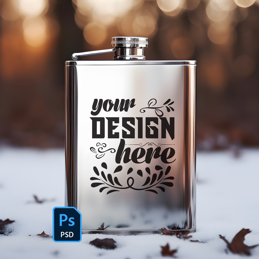 Sublimation Hip Flask Gift Mockup PSD Stainless Steel Hip Flask PSD Hip ...