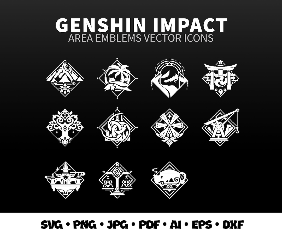 Genshin Impact Area Emblems Icons SVG Cut File Vector Genshin Elements ...