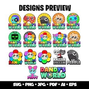 50 Dandy's World SVG Bundle Roblox Characters Gamer Birthday Party ...