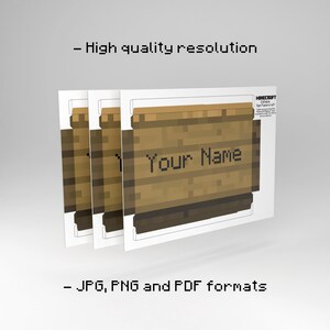 Minecraft Personalized Wooden Sign Papercraft Gift Minecraft Wooden ...