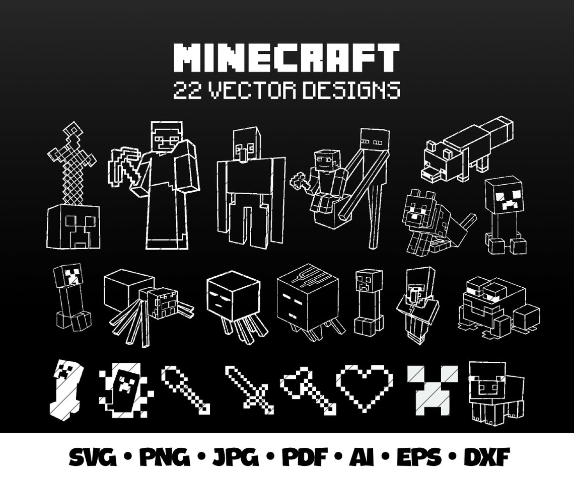 Minecraft Svg Bundle Gaming Cricut Minecraft Birthday Gift for Gamer ...