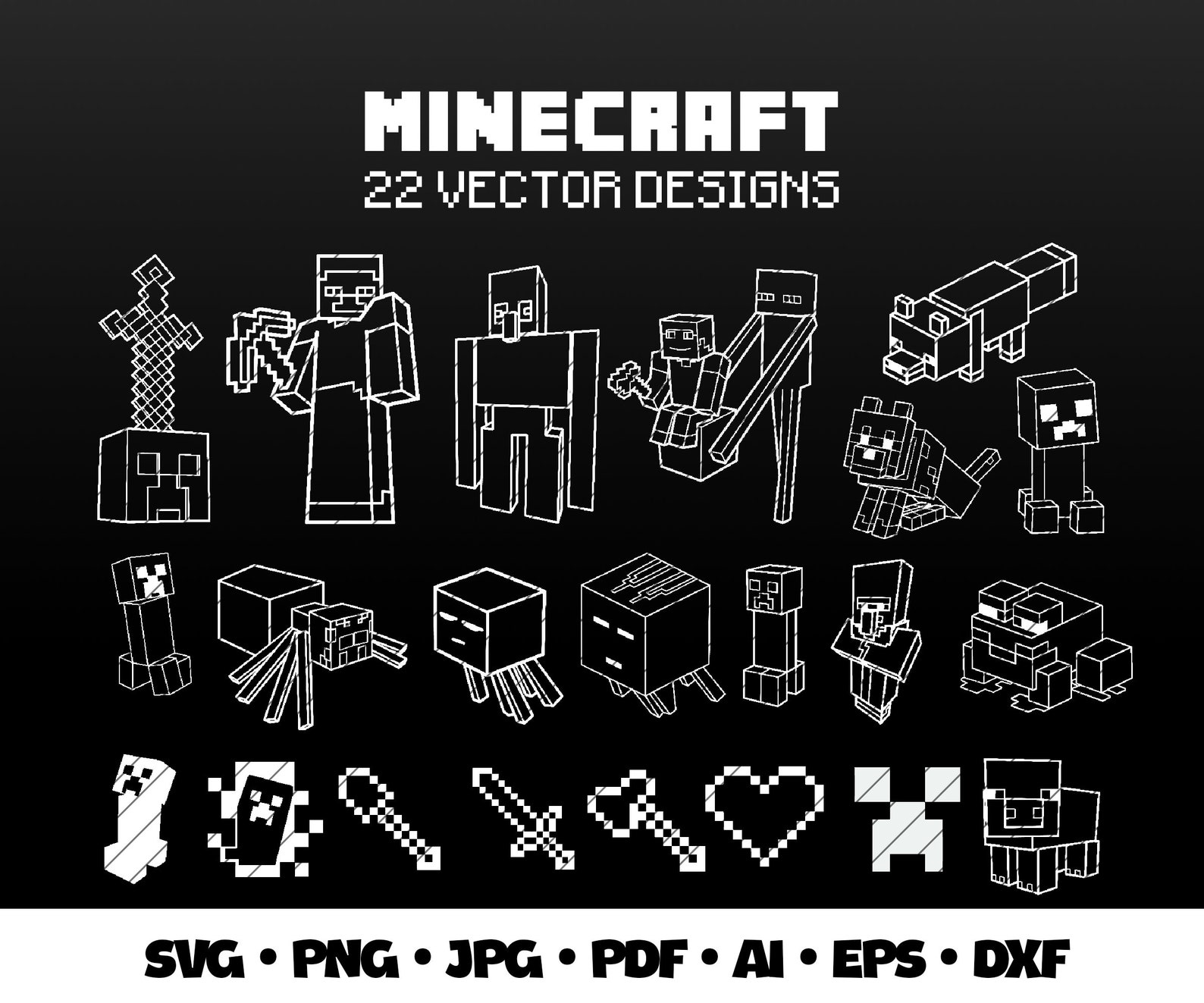 Minecraft Svg Bundle Gaming Cricut Minecraft Birthday Gift for Gamer ...