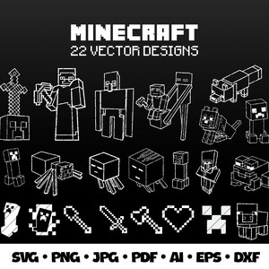 Minecraft Svg Bundle Gaming Cricut Minecraft Birthday Gift for Gamer ...