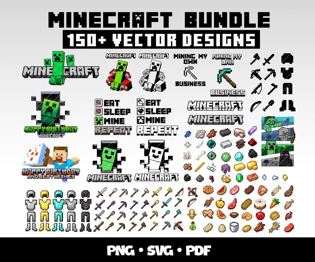 Minecraft Svg Bundle Creeper Gaming Clipart Digital Minecraft Sticker ...