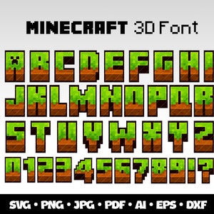 Minecraft 5 Fonts Svg Bundle Minecraft Alphabet Printable Minecraft ...