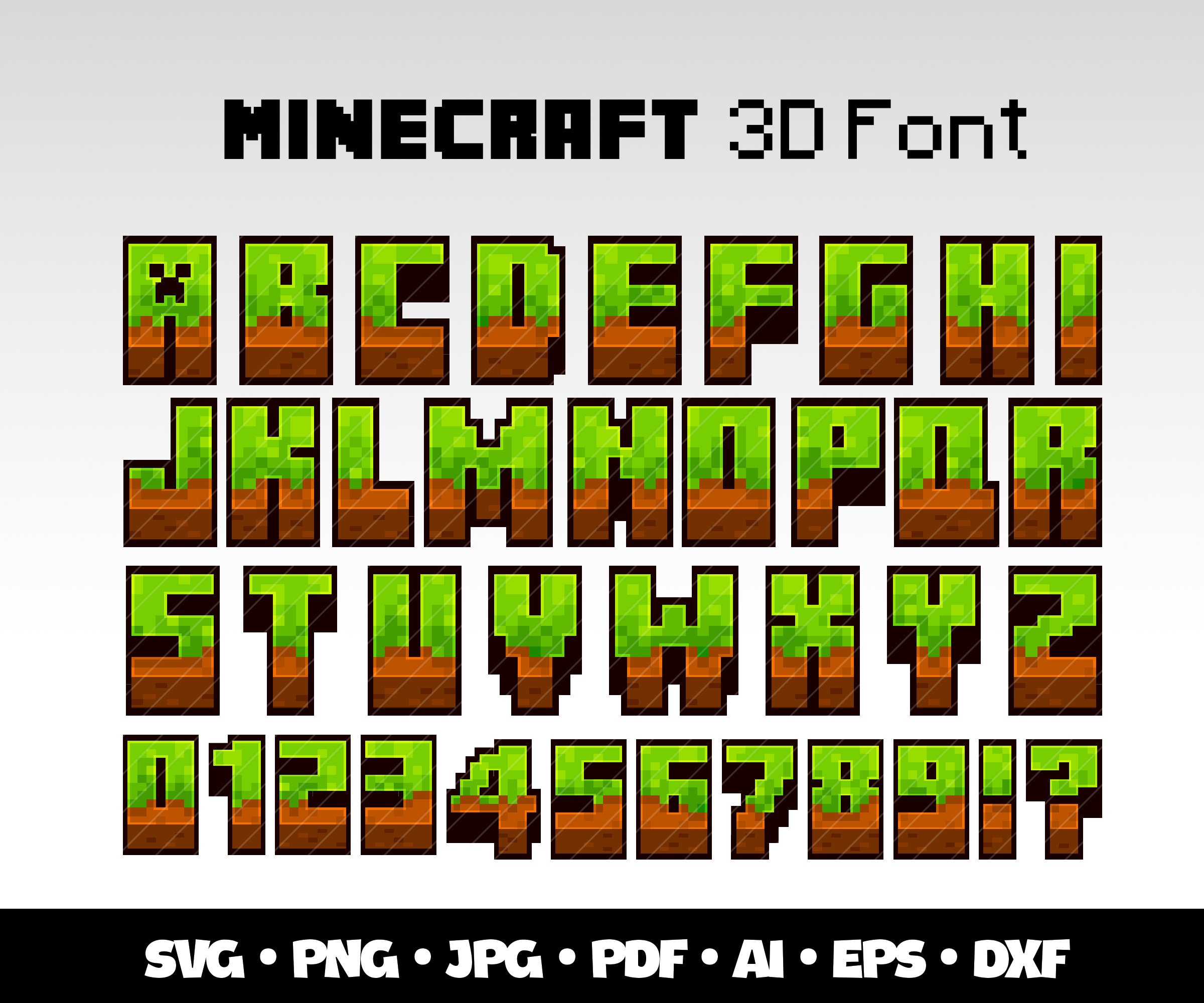 Minecraft 5 Fonts Svg Bundle Minecraft Alphabet Printable Minecraft ...