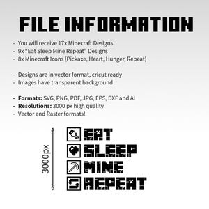 Minecraft Svg Bundle Eat Sleep Minecraft Repeat Gaming Cricut Minecraft ...