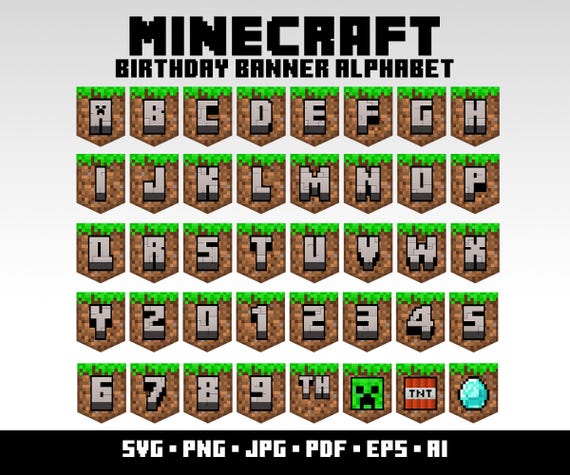 Minecraft Birthday Banner Template Minecraft Template | PosterMyWall