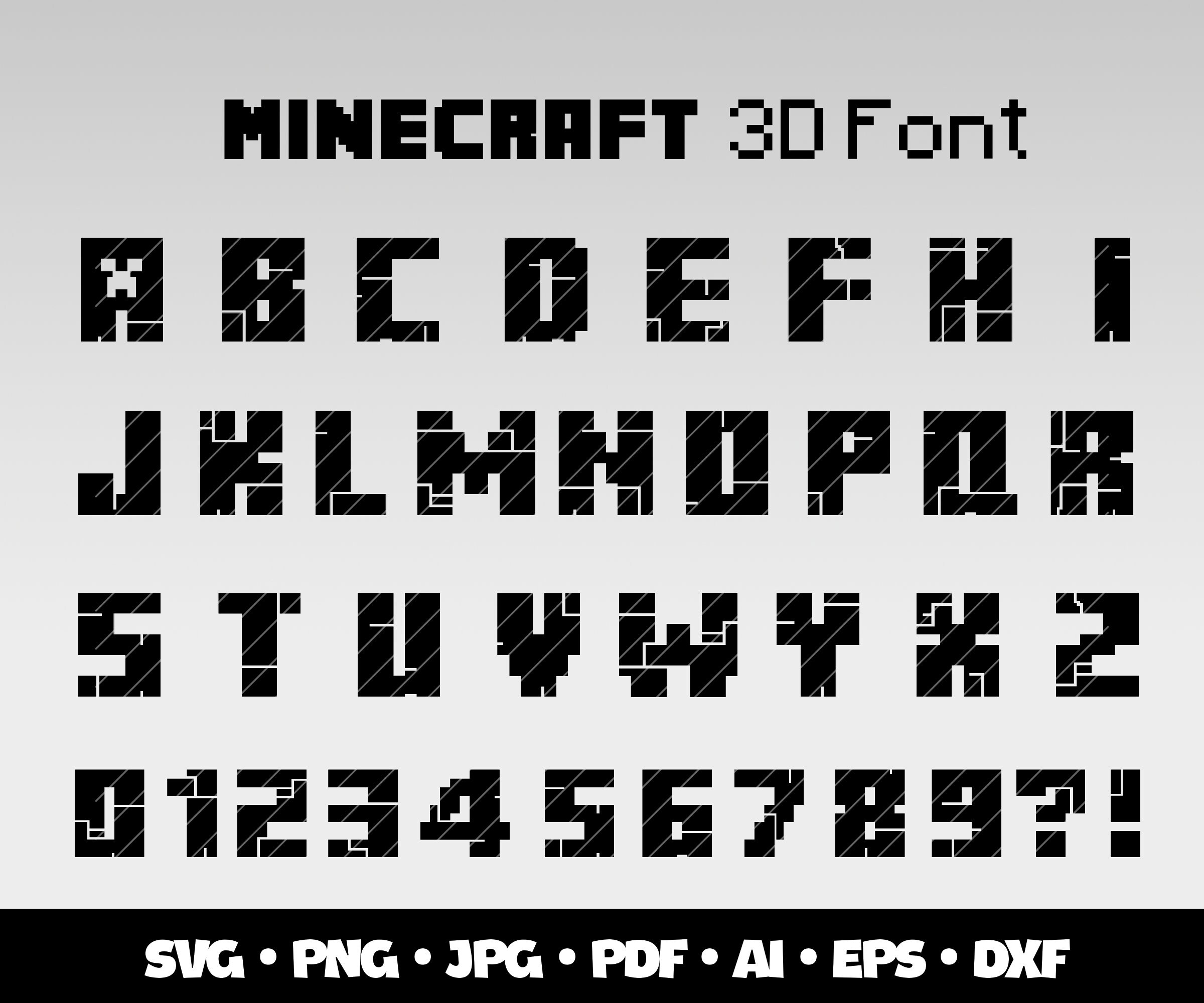 Minecraft 5 Fonts Svg Bundle Minecraft Alphabet Printable Minecraft ...