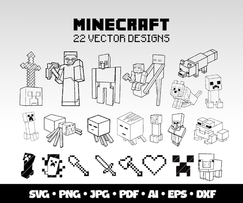Minecraft Svg Bundle Gaming Cricut Minecraft Birthday Gift for Gamer ...