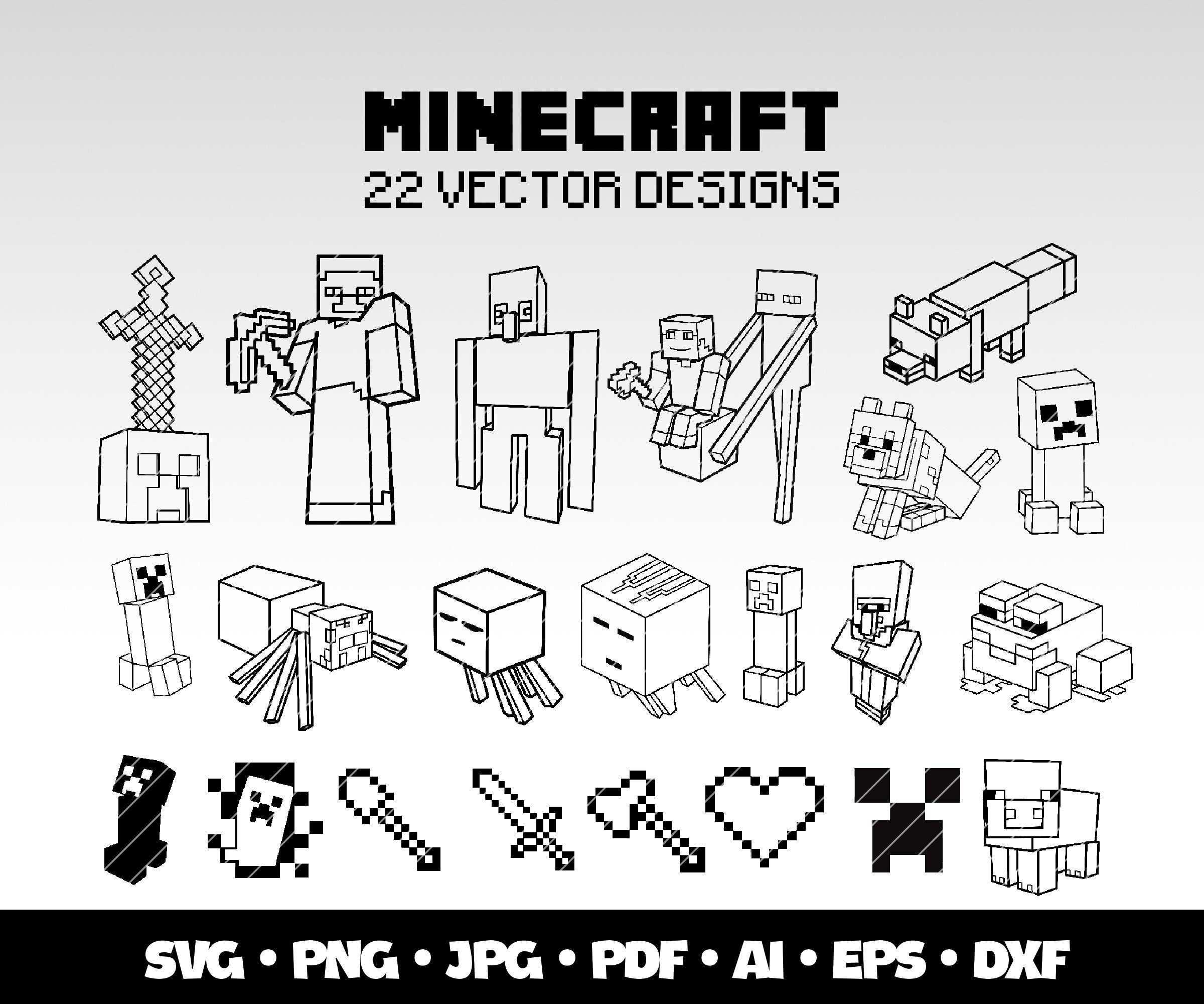 Minecraft Svg Bundle Gaming Cricut Minecraft Birthday Gift for Gamer ...